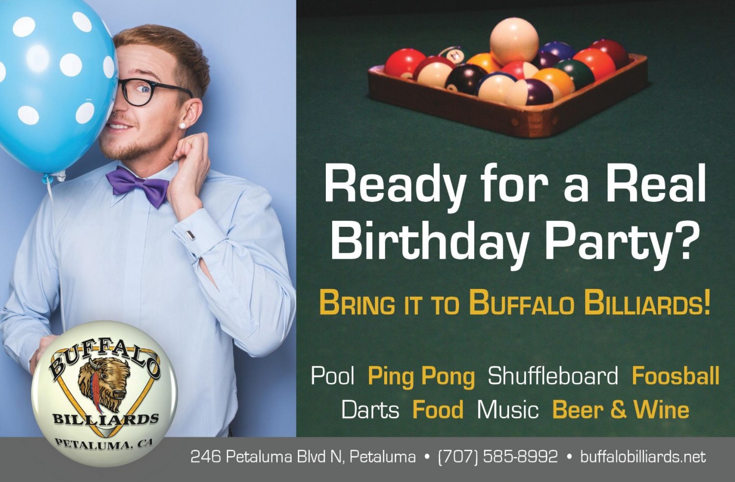 Birthday Parties - Buffalo Billiards Pool Hall, Petaluma, CA